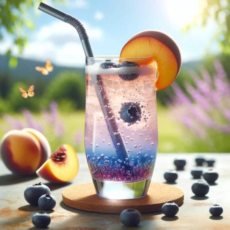 Blueberry Peach Fizz Mocktail (Rezept)