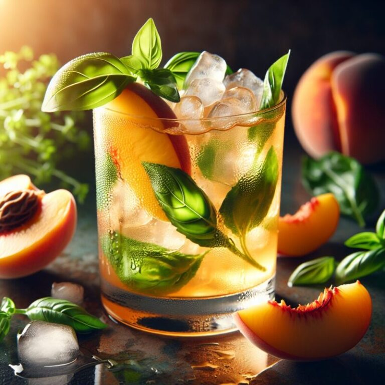 Peach Basil Fizz Mocktail (Rezept)