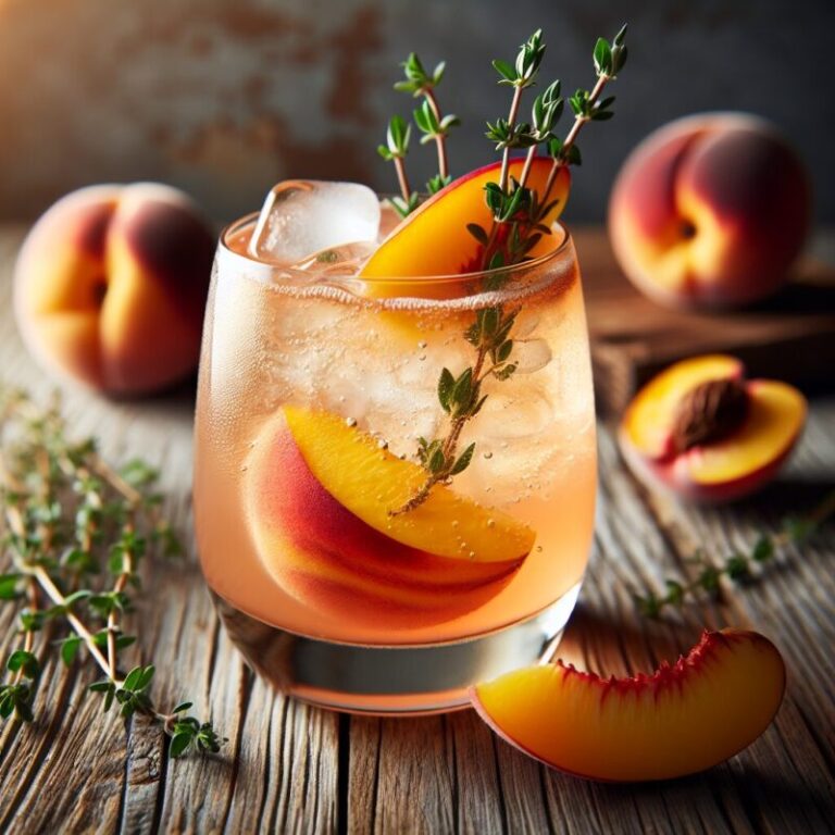 Peach Basil Fizz Mocktail (Rezept)