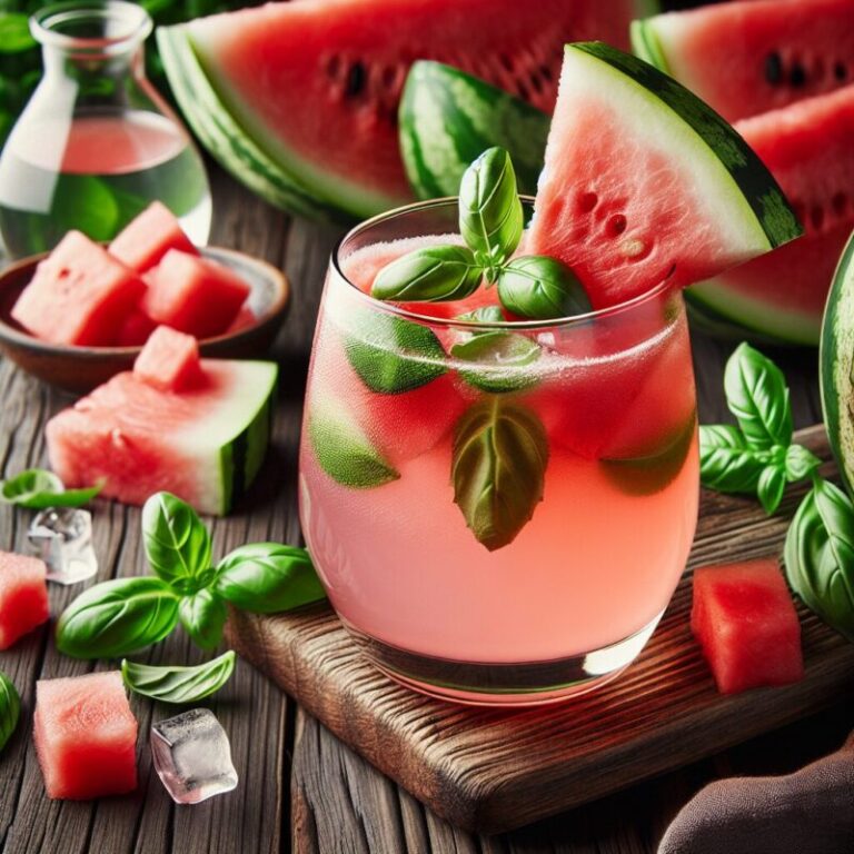 Watermelon Basil Mint Cooler Mocktail (Rezept)
