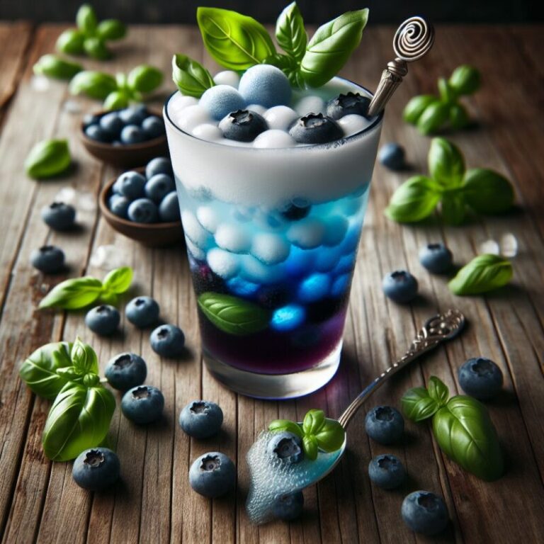 Blueberry Basil Fizz Mocktail (Rezept)
