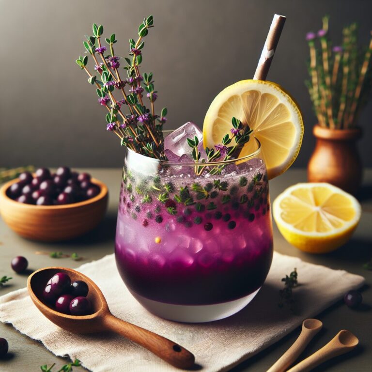 Acai Thyme Basil Fizz Mocktail (Rezept)