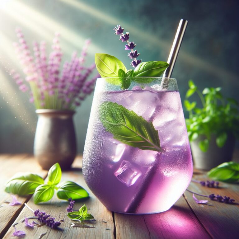 Lavender Basil Pineapple Sparkler Mocktail (Rezept)