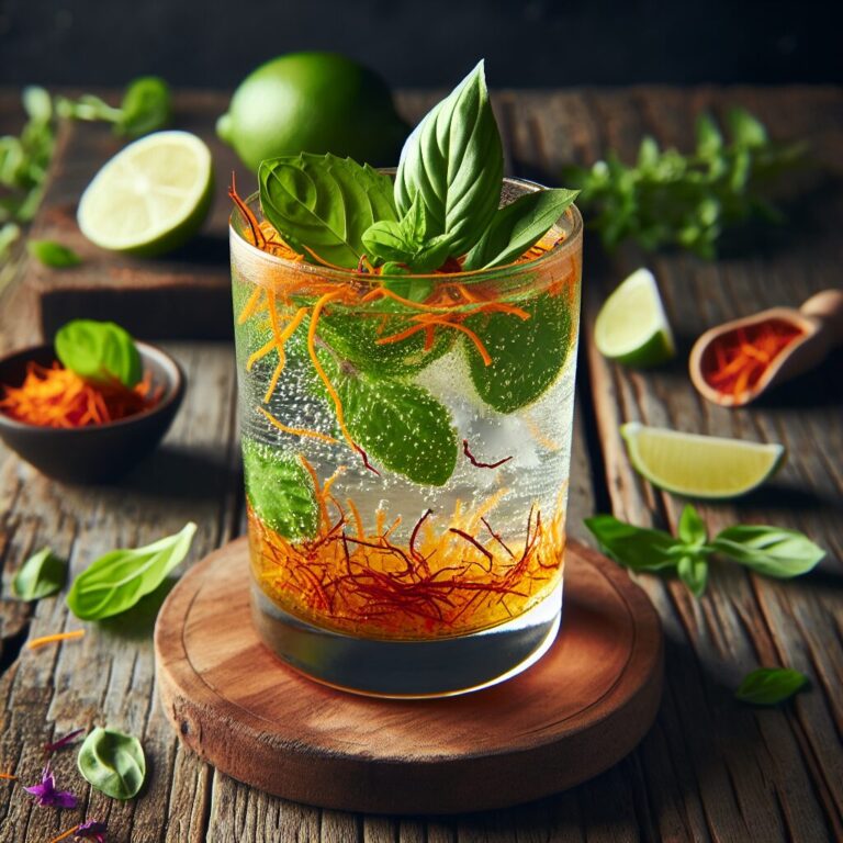 Saffron Mint Ginger Fizz Mocktail (Rezept)