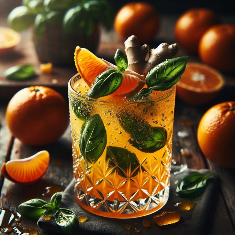 Peachy Basil Bliss Mocktail (Rezept)